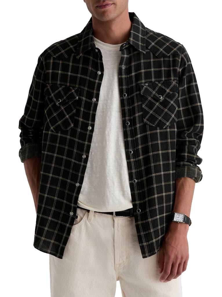 AG huston plaid cotton western shirt